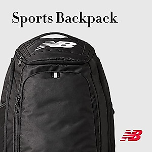 New Balance Sports Backpack, Team Travel Gym Bag for Men and Women, Black, One Size