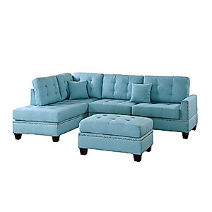 Poundex PDEX- Sofas, Light Blue