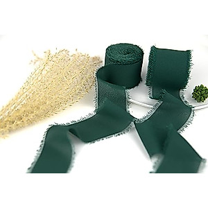 Kainonnan 3 Rolls Chiffon Ribbon Handmade Fringe Ribbon 1.5" x 7Yd Ribbon for Gift Wrapping Wedding Invitations Wedding Bouquets Decor (Green)