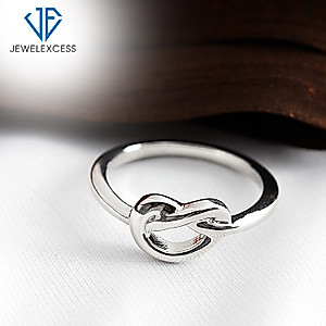 JEWELEXCESS Sterling Silver Love Knot Friendship Ring for Women | Dainty Sterling Silver Promise Ring For Women | Silver Celtic Knot Ring For Women