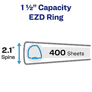 Avery Durable View 3 Ring Binder, 1-1/2 Inch EZD Rings, 1 White Binder (09401)