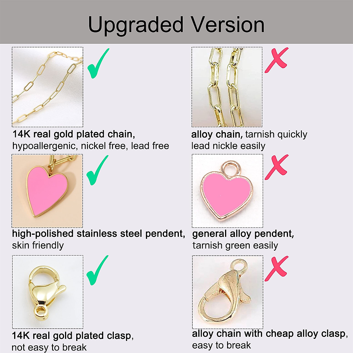 Pink Heart Necklaces For Women Trendy Hot Pink Necklace Preppy Jewelry Necklaces Heart Pendent Necklace Pink Jewelry Outfit For Women Paperclip Chain Necklace Pink Dress Accessories Red Heart Necklace