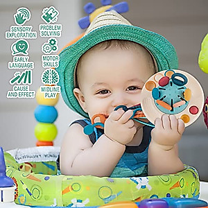 Baby Sensory Montessori Silicone Toy for 6-12 Months, Travel Pull String Toy for 12-18 Months, Developing Fine Motor Skill, Multi-Sensory Activity Toy for 1 Year Old Toys, Birthday Gift for Toddlers