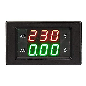 Digital Ampere Voltmeter LED Red and Green Display AC Ampere Meter 2 in 1 Multimeter Panel Dual Ampere Voltage Meter Volt Amp Meter AC60-500V AC 0~50A