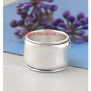 Spinner Dome Ring Sterling Silver For Women Meditation Ring Spinning Thick Wide Band Worry Fidget Anxiety Ring (5.5)