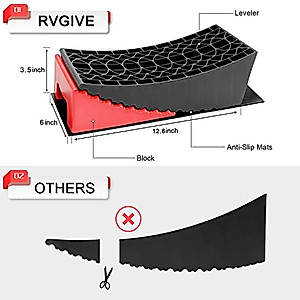 RVGIVE Camper Leveler 2 Pack, RV Leveling System for Travel Trailer Up to 35,000 lbs, with 2 Levelers, 2 Chocks, 2 Mats, Carrying Bag, Faster & Easier Camper Leveling Than RV Leveling Blocks
