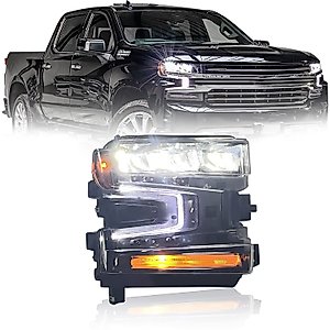 ALZIRIA Headlight Assembly Fit for 2019-2022 19 20 21 22 2019 2020 2021 2022 Chevy Silverado 1500 Pickup/LT/LT Trail Boss/LTZ with LED DRL (Passenger Side-Right)