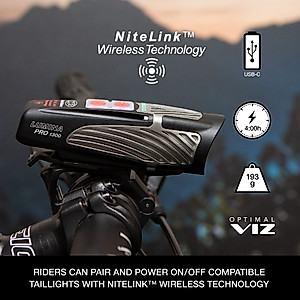 NiteRider Lumina Pro 1300 w/NiteLink Rechargeable MTB Road Commuter Bike Light Powerful Lumens Water Resistant Bicycle Headlight LED Front Light Easy to Install Cycling Safety