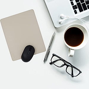 KINOPREV Leather Mouse Pad - Wood Mouse Pad with Stitched Edge,PU Non-Slip Mouse Pad,Double Side Mousepad,Waterproof Gaming Mouse Pad for Computers,Laptop,Office & Home,10.2" x 8.3",1 Pack (Beige)