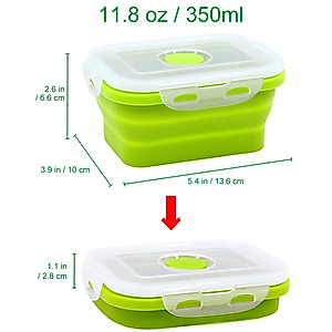FUSMYE 3 PCS Collapsible Silicone Snack Containers Leak Proof, 11.8 oz Small Bento Box with Lids, Fruits Soups Food Storage For Kitchen, Camping, BPA Free, Microwavable