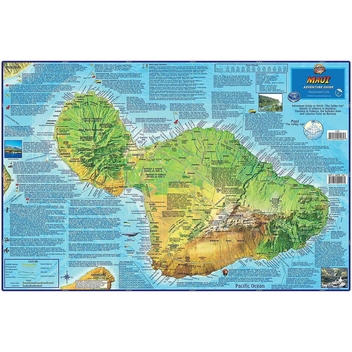 Maui Hawaii Adventure Guide Franko Maps Waterproof Map