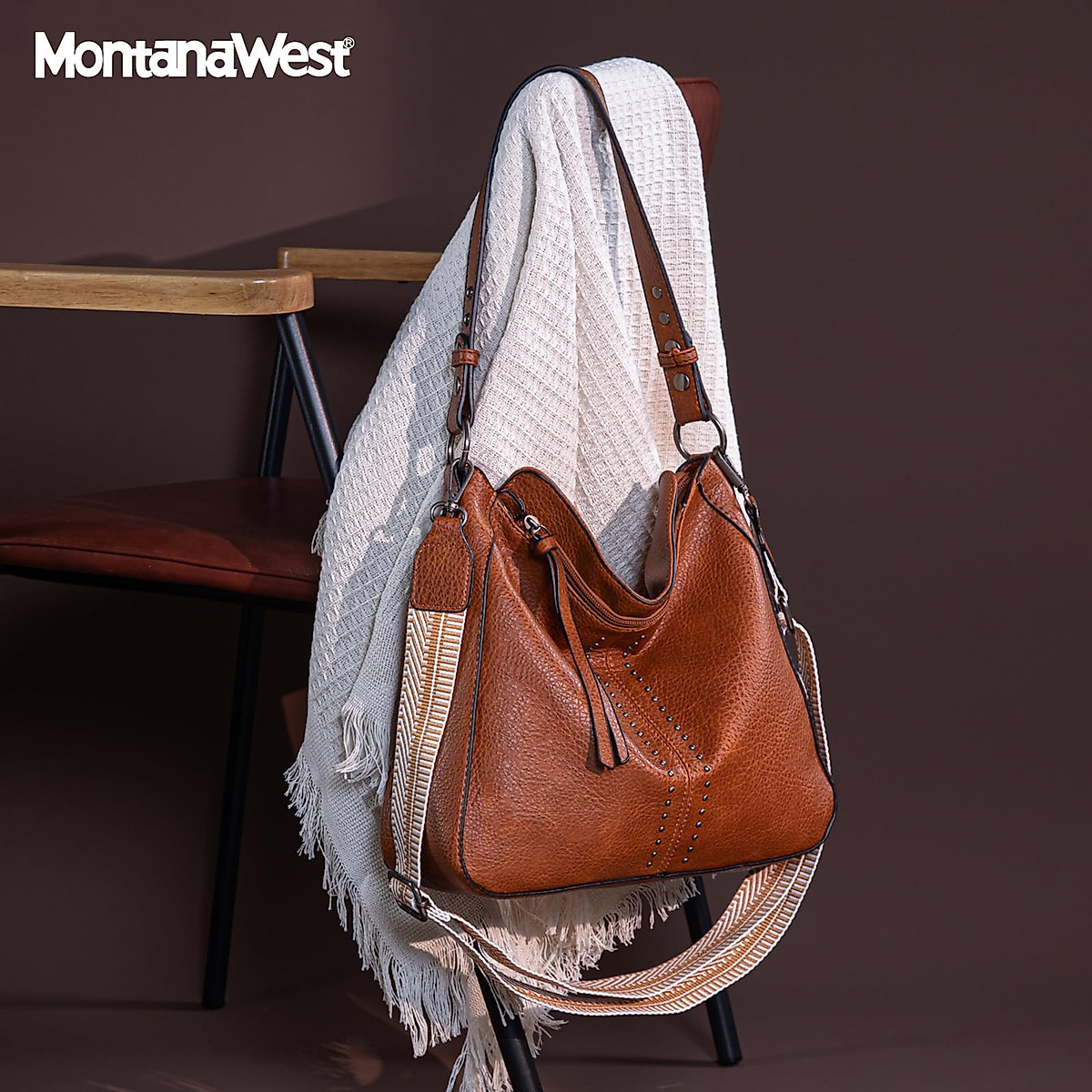 Montana West Hobo Bag for Women Designer Purses and Handbags Shoulder Bags with Guitar Strap,MWC-128ABR