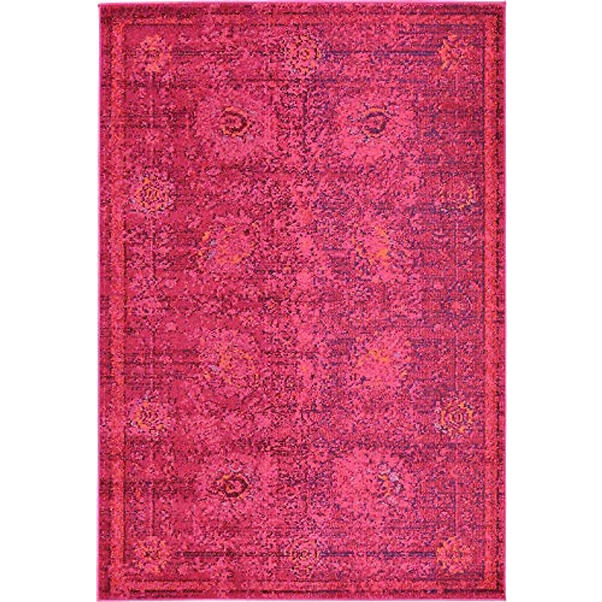 Rugs.com Fleur Collection Rug – 4' x 6' Red Medium-Pile Rug Perfect for Entryways, Kitchens, Breakfast Nooks, Accent Pieces