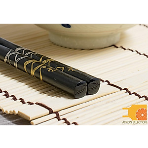 Hashimoto-Kousaku Wajima Japanese Natural Lacquered Wooden Chopsticks Reusable in Gift Box, Seasonal Scenery Naminotori (Black) Made in Japan, Handcrafted