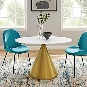 Modway Tupelo Oval Wood Grain 48" Dining Table, 48 Inch, Gold White