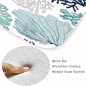 Coastal Runner Rug for Hallway 2x6 Beach Ocean Themed Throw Rug Teal Blue Area Rug Nautical Hallway Rugs Non-Slip Floor Carpet for Bedroom Laundry Room Doormat Entrance Door Mat Washable Kitchen Rugs