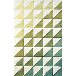 Novogratz by Momeni Rugs Delmar Collection Agatha Side Triangles Area Rug, 5'0" x 8'0", Lime Green (DELMADEL-6LIM5080)