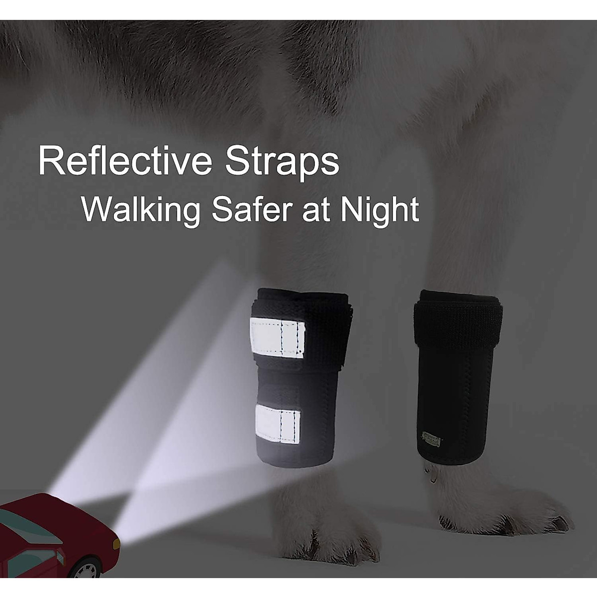 Dog Leg Brace, Pair of Dog Front Leg Compression Brace Canine Leg Wrap with Metal Strips & Safety Reflective Straps, Protects Wounds Brace Heals and Prevents Injuries and Sprains