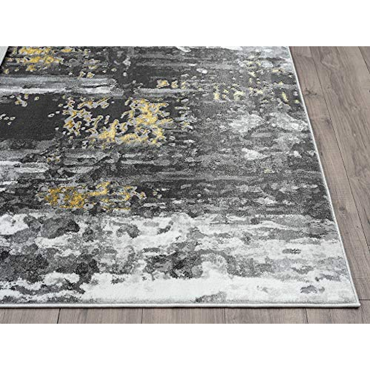 Abani Abstract Distressed Rug 6' x 9' - Contemporary Modern Gold & Grey Rugs Marbled Area Rug Living Room Rug