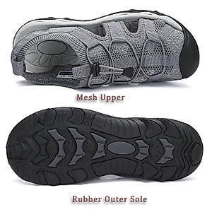 FLARUT Men's Sport Sandals Outdoor Hiking Sandals Closed Toe Mesh Athletic Lightweight Trail Walking Casual Sandals Water Shoes (C-Gray,40)