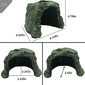 PINVNBY Large Reptile Hideout Cave,Resin Rock Hides Habitat Decor Lizard Box Shelter Tortoise Basking Terrace Pet Terrarium Nest Decoration for Gecko,Spiders,Frogs,Fish,Turtles and Hermit Crabs