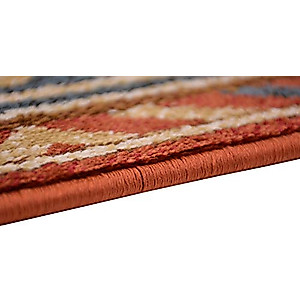 Nevita Collection Southwestern Native American Design Area Rug Rugs Geometric (Orange (Terra), 3 x 3)