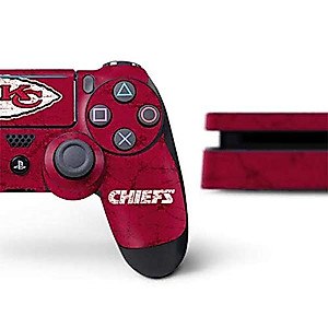 Skinit Decal Gaming Skin Compatible with PS4 Slim Bundle - Officially Licensed NFL Kansas City Chiefs Distressed Design