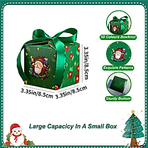 Christmas Gift Boxes Treat Cookie Favor Party Stacking Set with Lids Merry Christmas Goodie Paper Box Small Size Bow Bulk for Chirldren Mini Wrap Decorative Candy Holiday Santa Presents Bags Giving