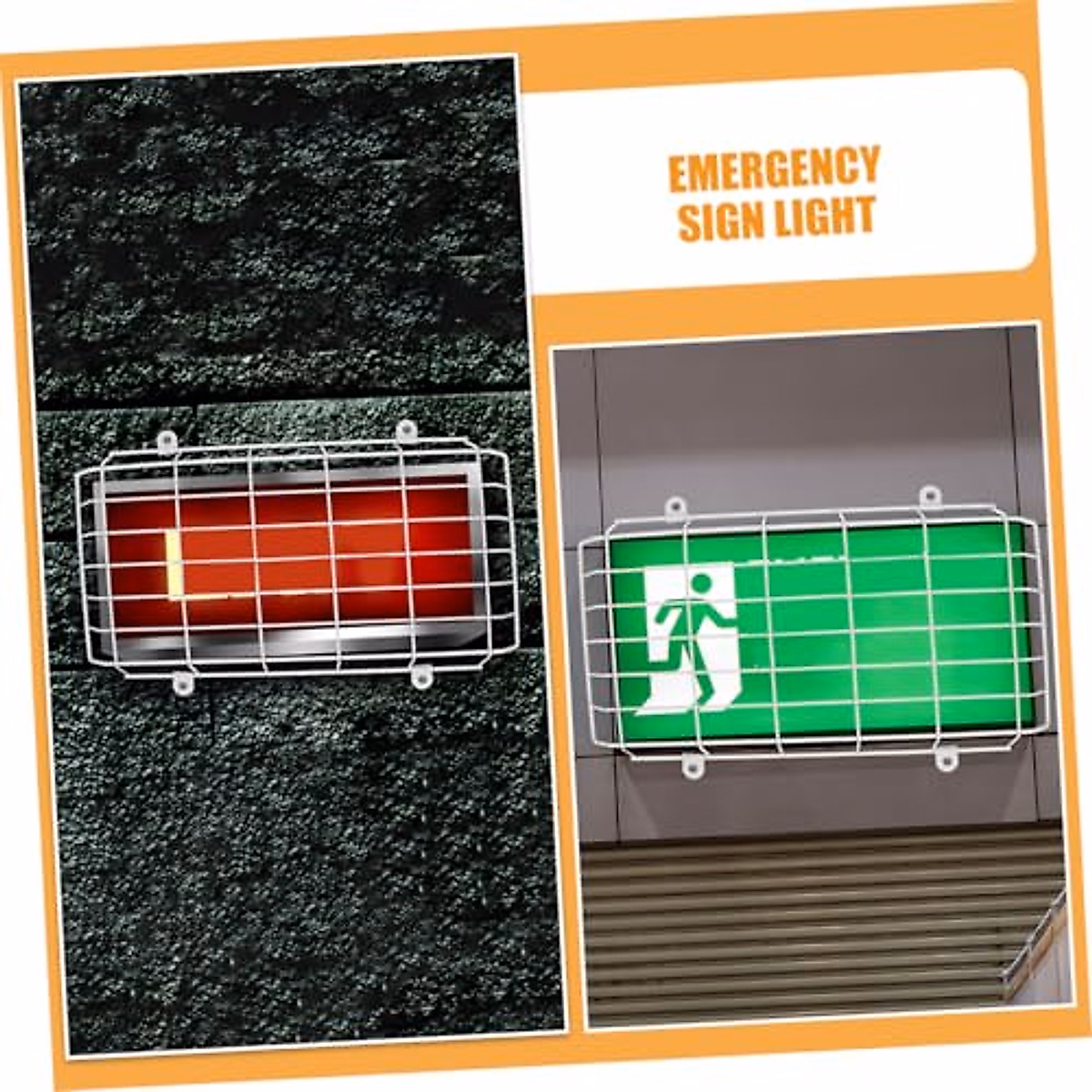 Outanaya 2pcs School Evacuation Sign Exit Sign Light Protective Guard Exit Sign Light Covers Exit Sign Wall Covers Emergency Light Damage Stopper Emergency Light Wire Guard White Iron