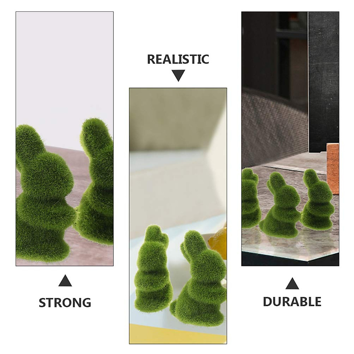 NUOBESTY 6 Pcs Easter Bunny Artificial Grass Turf Bunny Garden Statue Easter Party Ornament Easter Moss Bunny Statue Imitated Desk Decoration Flocking Rabbit Figurines Animal Glass Table