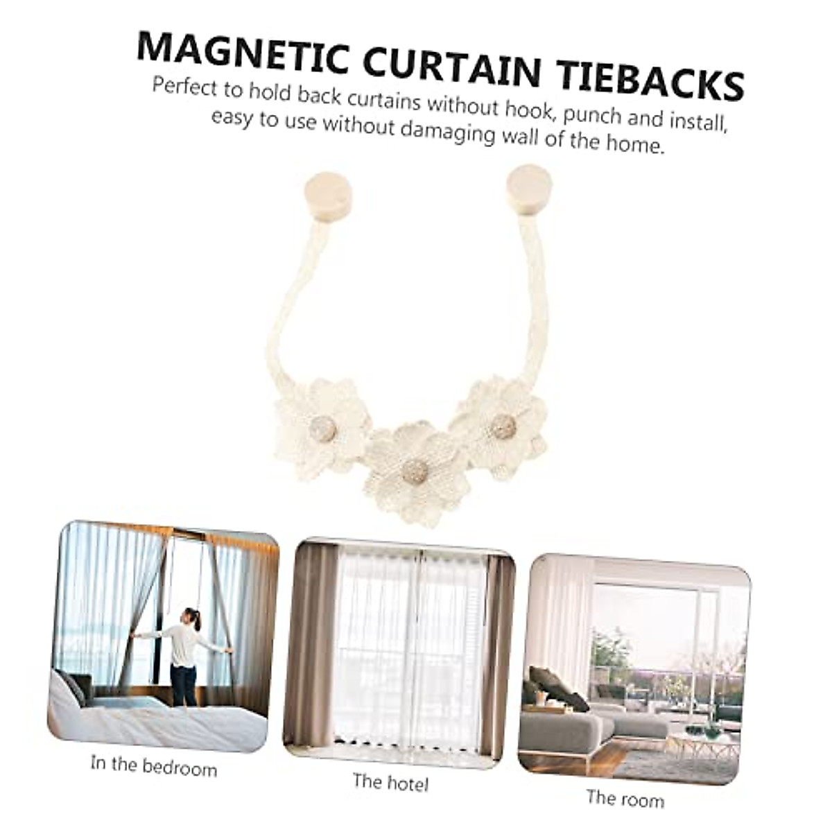 Uonlytech Flower Magnet Buckle Decked Accessories Elegant Flower Curtain Tieback Tie Backs Curtains Curtain Fixator Curtain Tiebacks for Draperies Magnetic Tiebacks Holdbacks Fashion Tie