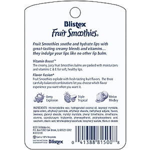 Blistex Fruit Smoothies Lip Moisturizers 3 Sticks 0.10 oz each Pack of 2