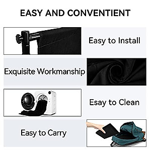 INNOVSIGN 10x10 Ft Black Background Screen Wrinkle Resistant Background with 8 Background Clips, Cotton Fabric Foldable ChromaKey Black Screen Background for Photography Studio