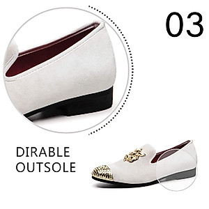 Men Genuine Leather Mens Metallic Textured Slip-on Glitter Loafers Shoes, White/01, 7 US