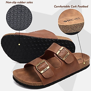 ONCAI Men's-Slide-Sandals-Beach-Slippers-Slippers Shoes Indoor and Outdoor Anti-skidding Flat Cork Sandals and Male Summer Beach Slippers with Non-Slip Soles Size 12