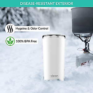 The Clean Hydration Company Insulated Coffee tumbler | Travel coffee mug | Ceramic Lined Tumbler | Iced Coffee Tumbler Cup with Lid | Double Wall Vacuum (White, Tumbler 20oz)