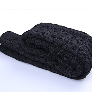 Colorful House Fingerless Thumb Hole Long Gloves Mittens Winter Arm Warmer (A#Black, 19 Inch)