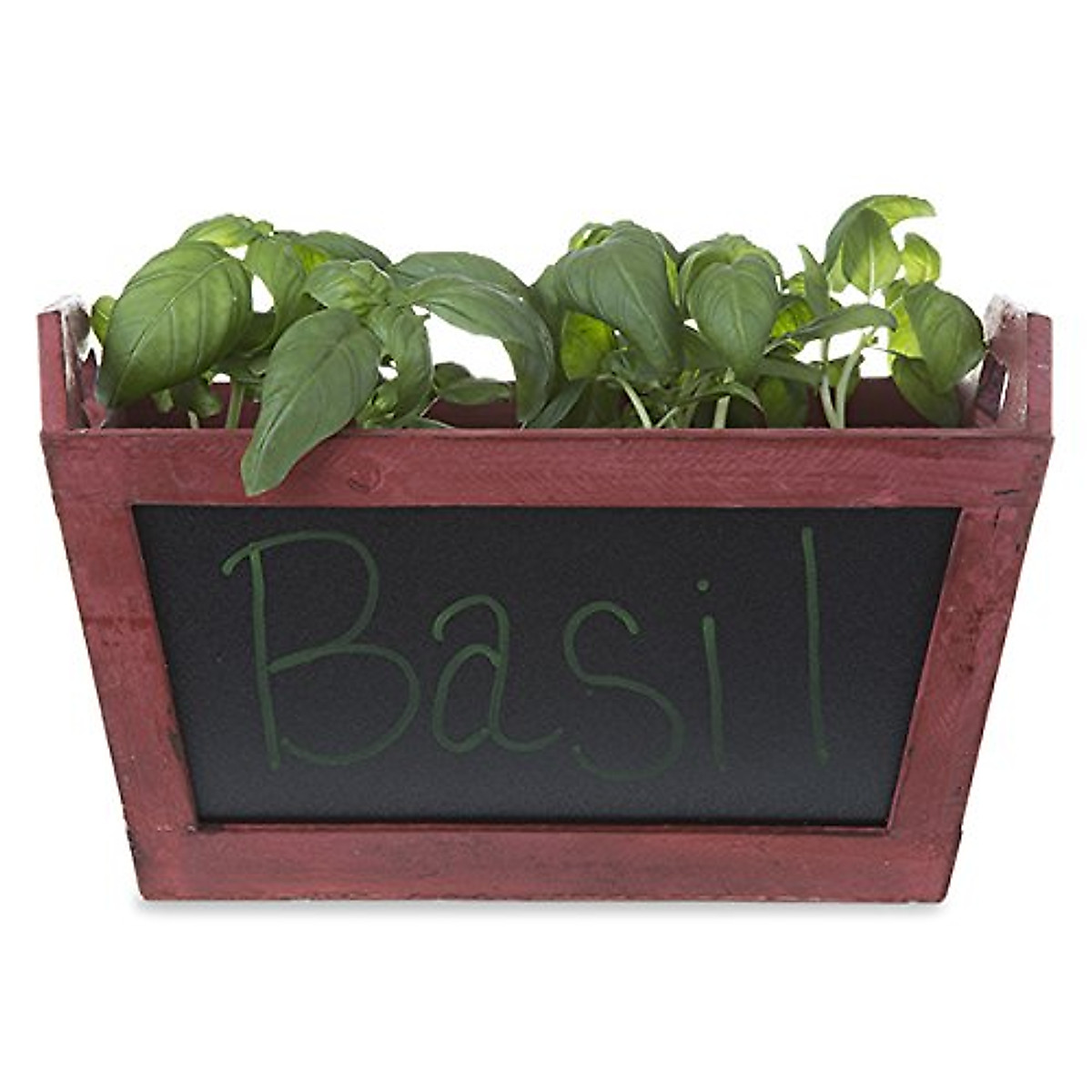 The Lucky Clover Trading Rectangular Wooden Planter Chalkboard-11in Basket, Red