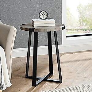 Walker Edison Anastasia Modern Metal Wrap X Base Accent Table, 18 Inch, Grey Wash