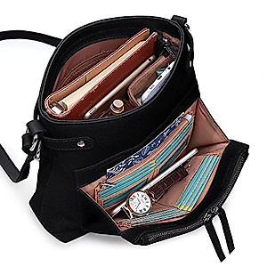 JOSEKO Women Shoulder Handbag Roomy Multiple Pockets Bag Ladies Crossbody Purse Fashion Tote Top Handle Satchel Black