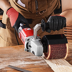 VEVOR Burnishing Polishing Machine, 1200W 6 Variable Speed Surface Conditioning Tool, Handheld Electric Metal Burnishing Machine with 4 Fiber Polishing Wheels for Stainless Steel, Non-Ferrous Metals