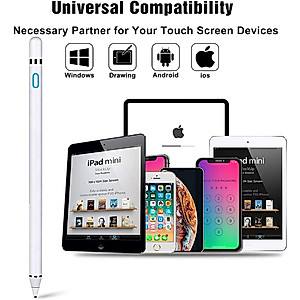 SLAUNT Stylus Pen for iOS Android Touch Screens Pencil Compatible with iPad/iPad Pro/Air/Mini/iPhone/Cellphone/Kindle/Apple Tablet Drawing Pencil (White)
