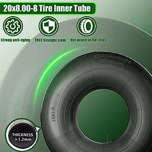 20x8.00-8 Inner Tubes, 20x10x8 Inner Tube, 20x8x8 Tube for Lawn Mower, Tractor, Golf Cart, Garden Carts, Hand Trucks, Garden Trailer, Snow Blower, Wheelbarrow, with TR13 Straight Valve Stem (2 Pack)