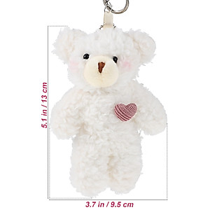 2pcs Plush Bear Keychain Teddy Bear Keychain Aniaml Key Ring Hanging Ornament Plush Stuffed Animal Car Key Holder for Girls Women