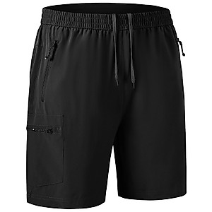 Rdruko Men's Work Hiking Shorts Lightweight Quick Dry Outdoor Cargo Shorts with Pockets(Black, US XL)