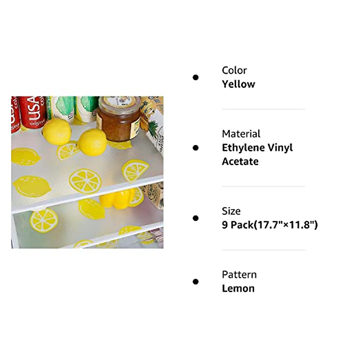 INNOLITES 9 Pack Refrigerator Liners, Waterproof Washable Fridge Liner, 17.7"x11.8" Non-Slip Refrigerator Shelf Liner-BPA Free, for Fridge Glass Shelf, Cabinet, Drawer, Freezer Safe (9 Yellow)