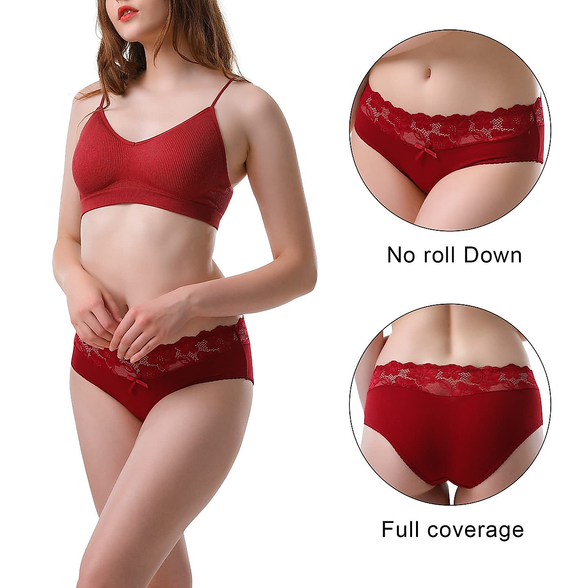 BIONEK Womens Underwear Cheeky Cotton,Bikini Panties Hipster Briefs Lace Soft Breathable 3/4/6 Pack S-XL