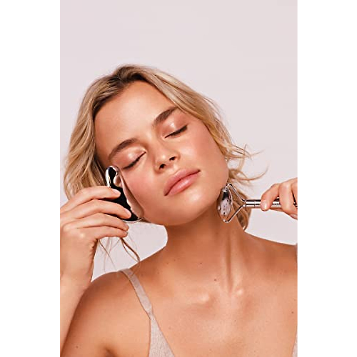 SACHEU Stainless Steel Gua Sha - Metal Gua Sha, Gua Sha Facial Tools Stainless Steel, Reduce Puffiness, Lymphatic Drainage, Facial Tension, Durable Stainless Steel Gua Sha Tool with Travel Pouch