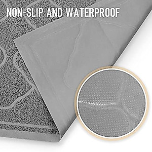 Heeyoo Cat Litter Mat, Large Kitty Litter Box Mat 47 x 35 Inches, Litter Trapping Mat with Waterproof and Non-Slip Backing, Keep Floors Clean, Soft on Kitty Paws