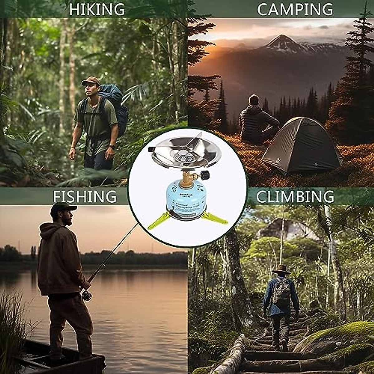 Hotdevil Portable Camping Stove Burner With Fuel Can Canister Stand equivalent to Coleman Bottletop Propane Camping Stove Single Burner Backpack Stove with Adjustable Stand (Gas Canister Not Included)